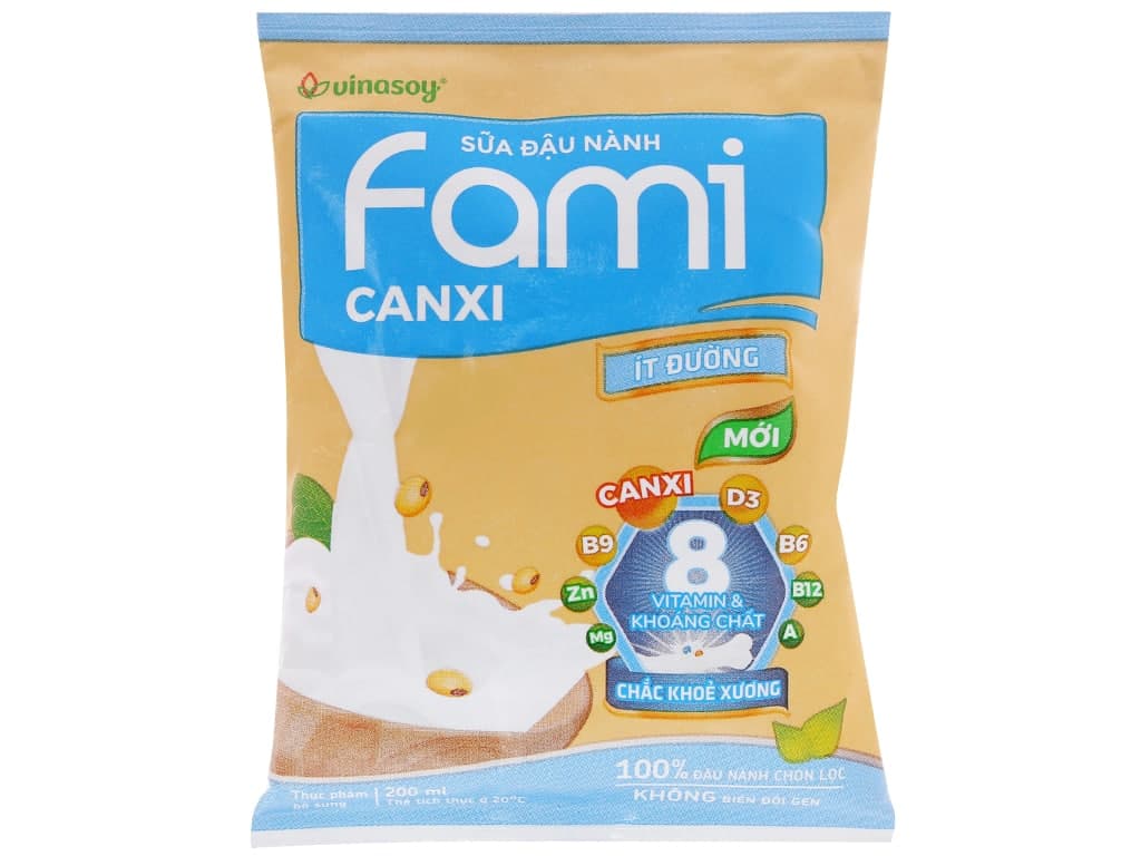 SỮA ĐẬU NÀNH BỊCH VINASOY FAMI CANXI ÍT ĐƯỜNG 200ML – The City